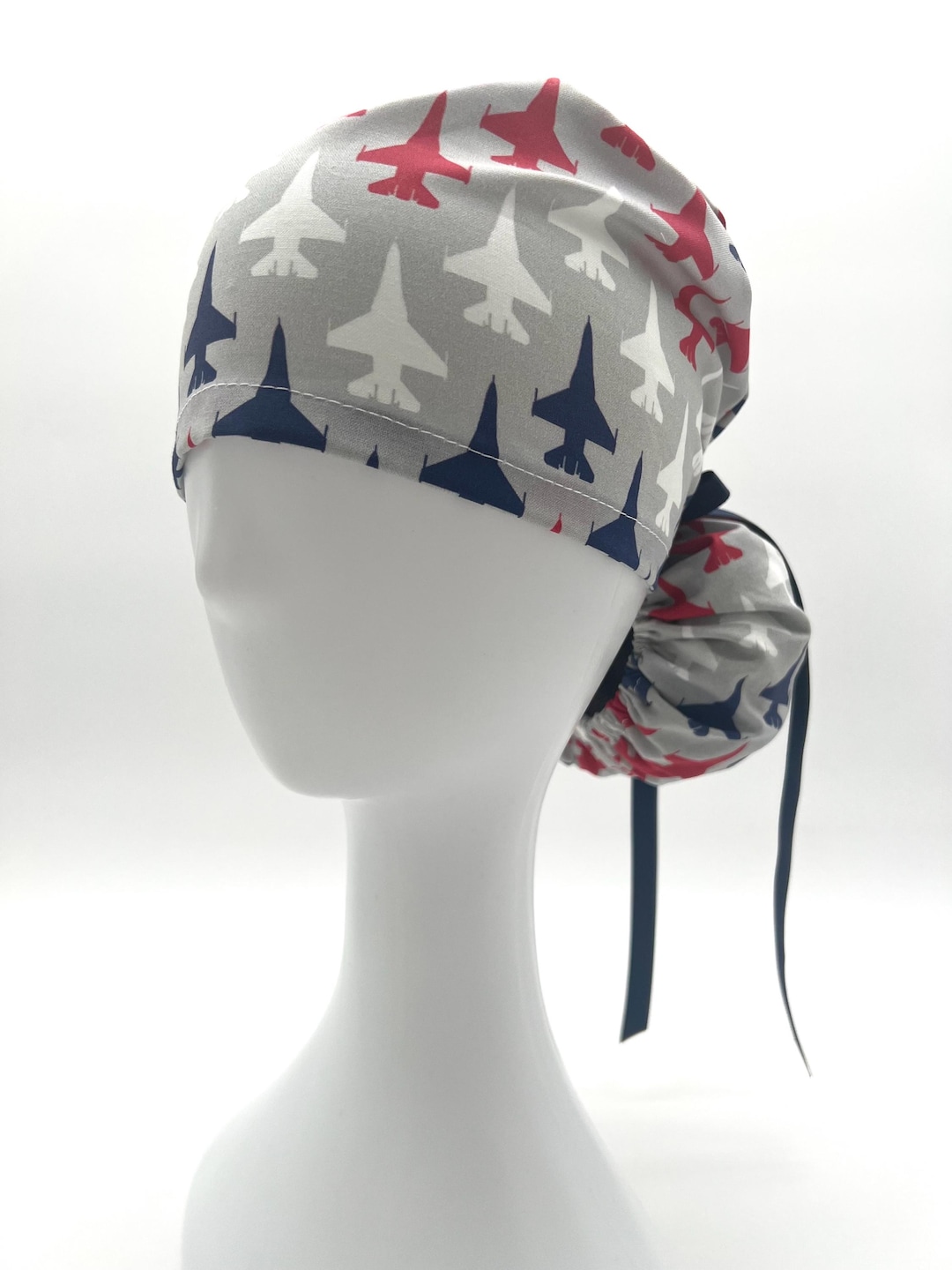 F16 Fighter Jet Scrub Cap: Airforce Cotton Surgical Hat, Ponytail Style ...