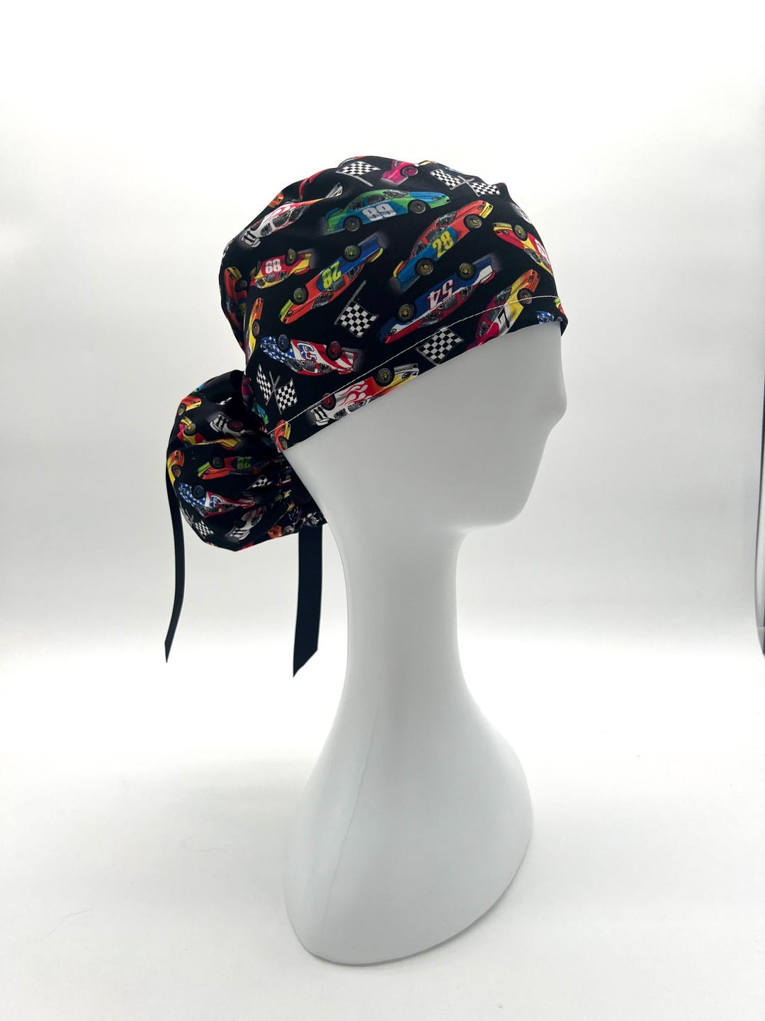 Race Car Indycar Formula1 Ponytail Scrub Cap, Satin Lining Option, Five ...