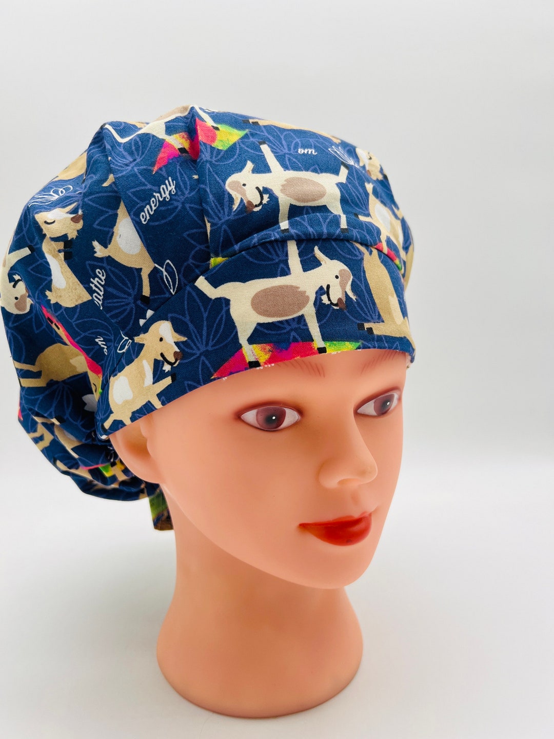 I Love Goat Yoga Scrub Cap, Bouffant Scrub Cap, Womens Scrub Cap, Terry ...