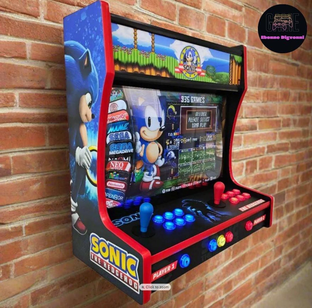 Sonic Wall Mount or Bartop Arcade Machine Wall Mount Arcade Two Player ...