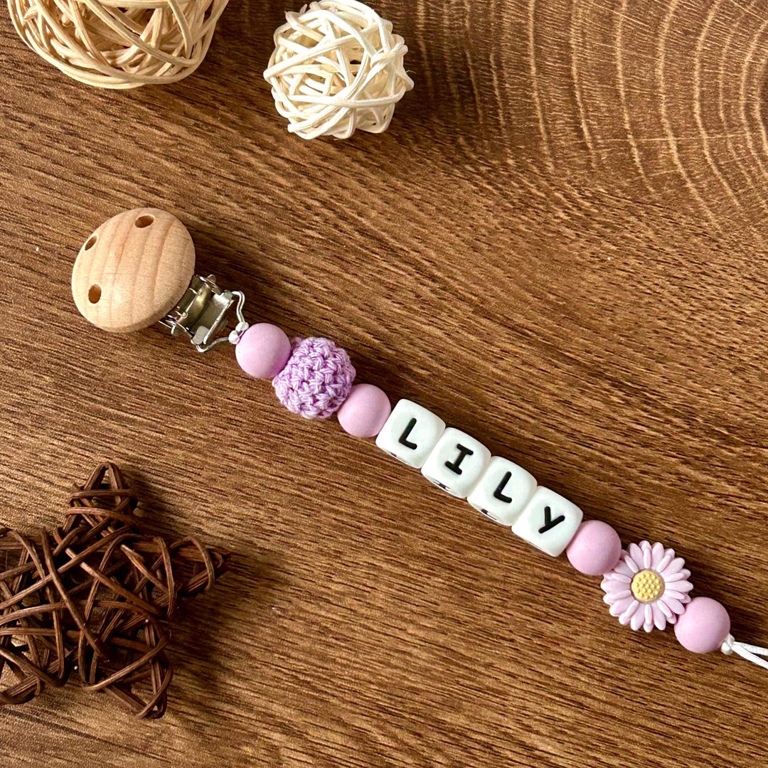 Personalized Pacifier Clip, Custom Dummy Clip, Pacifier Holder, Soother ...