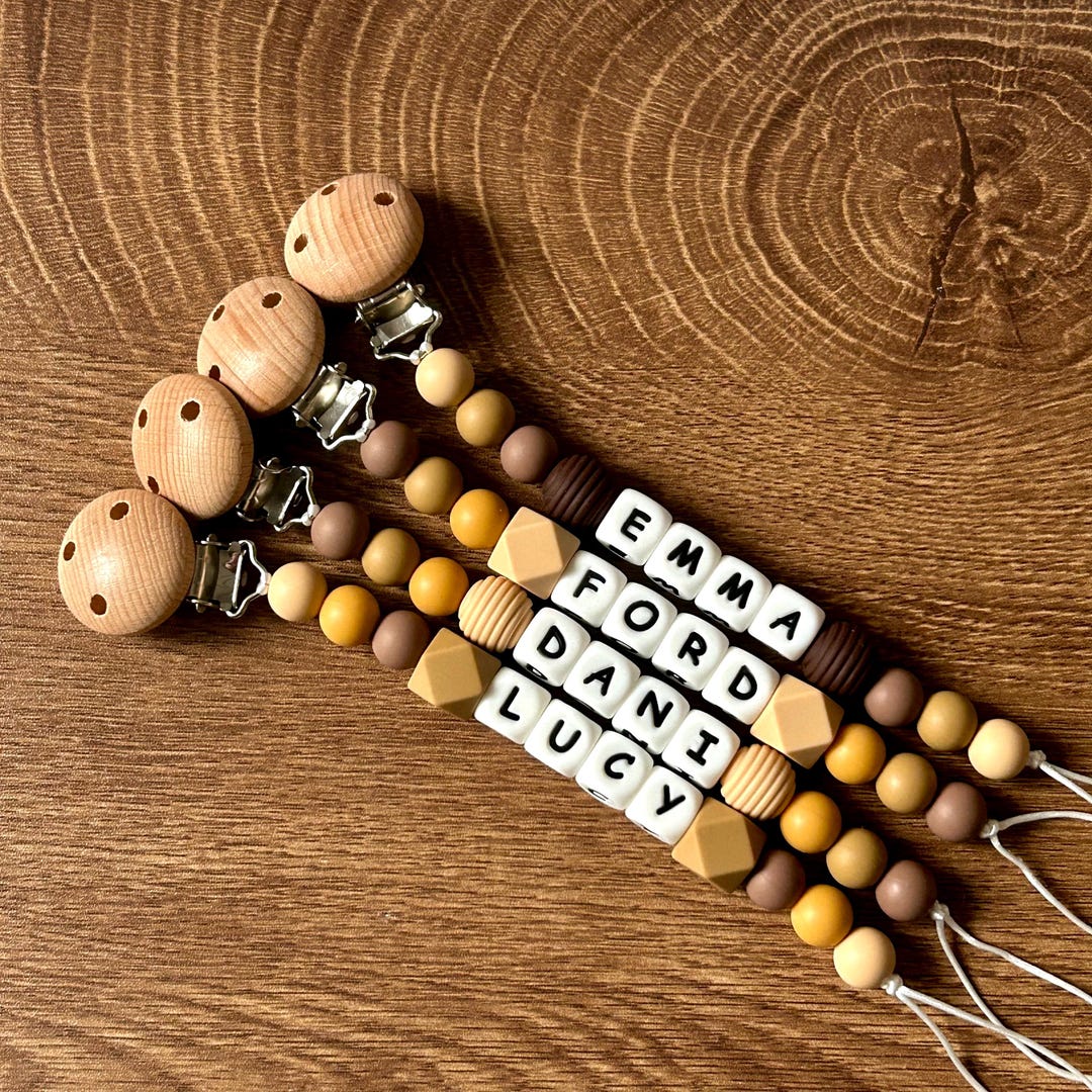 Personalized Pacifier Clip, Custom Dummy Clip, Pacifier Holder, Baby ...