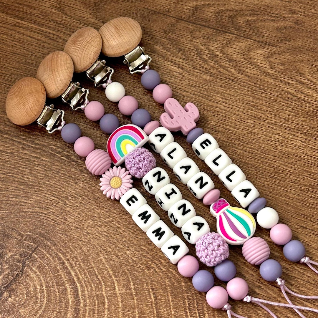 Personalized Pacifier Clip, Custom Dummy Clip, Pacifier Holder, Custom ...
