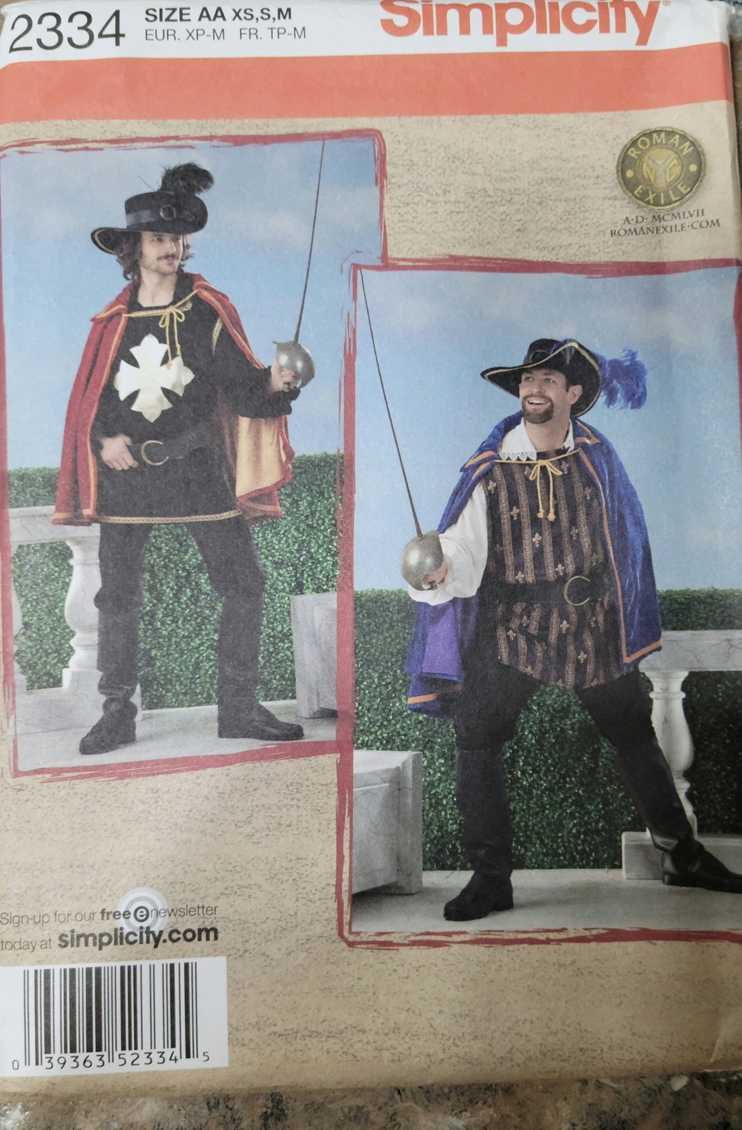 Simplicity Sewing Pattern 2334 Adult Costumes Pirate Sizes AA Xs,s,m ...