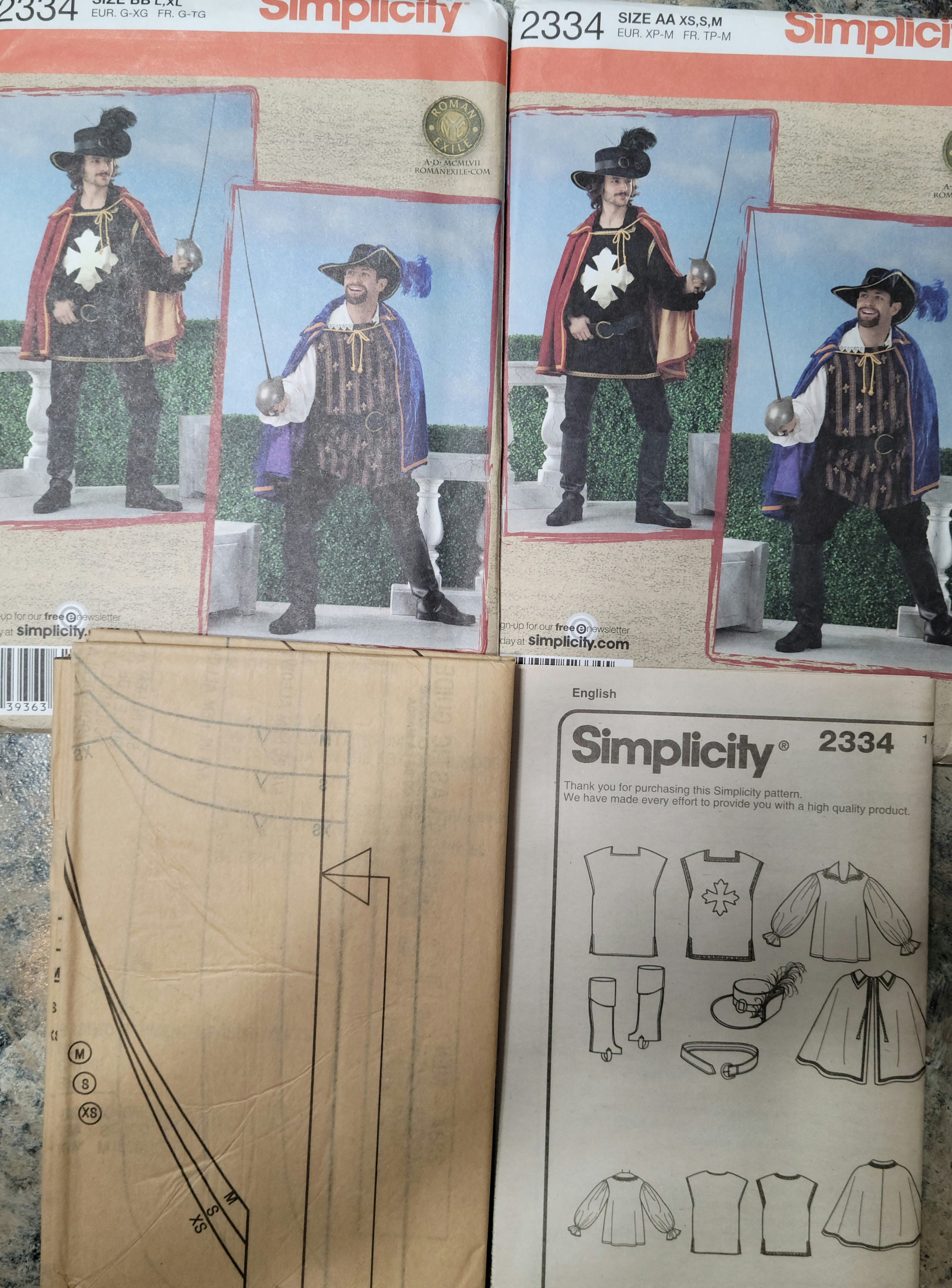 Simplicity Sewing Pattern 2334 Adult Costumes Pirate Sizes AA Xs,s,m ...