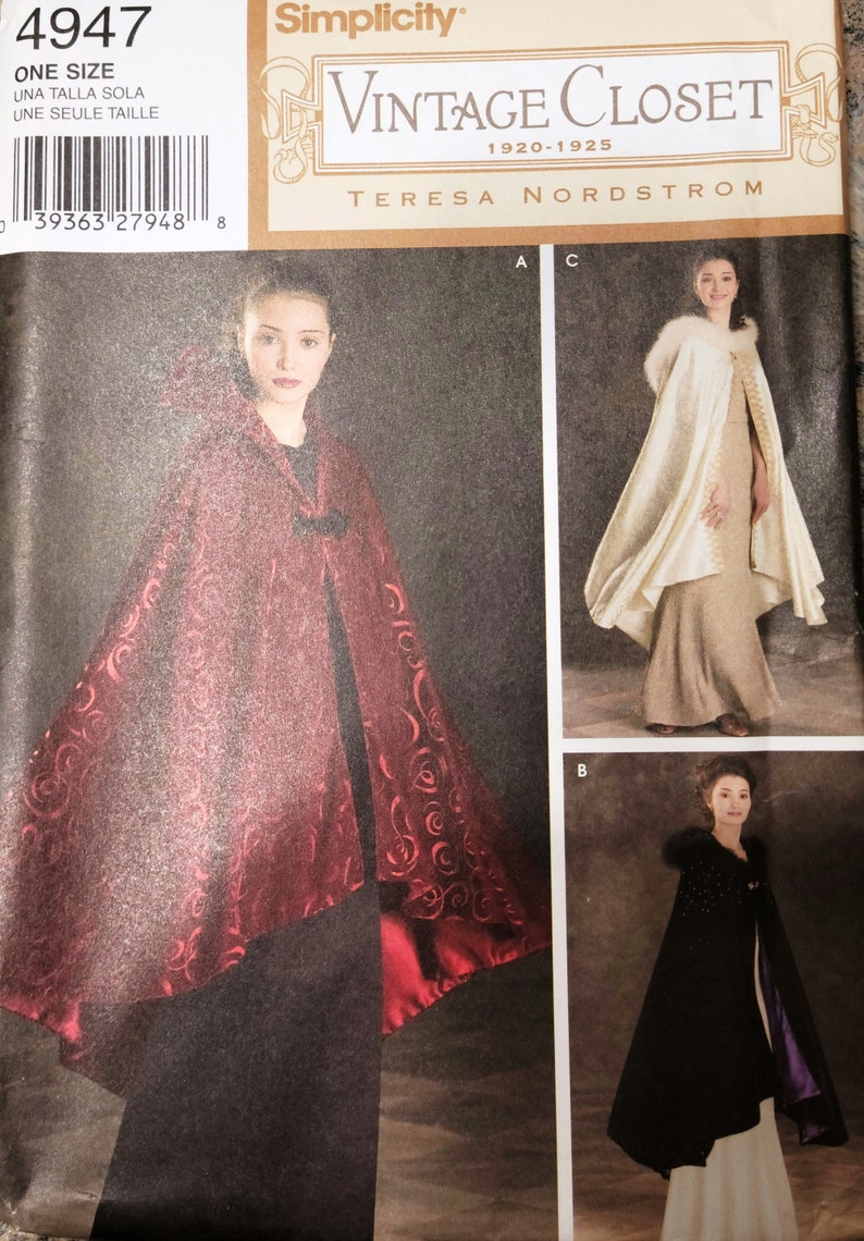 Simplicity 4947 Glamourous Cape in One Size, Beautifully Vintage Styled ...
