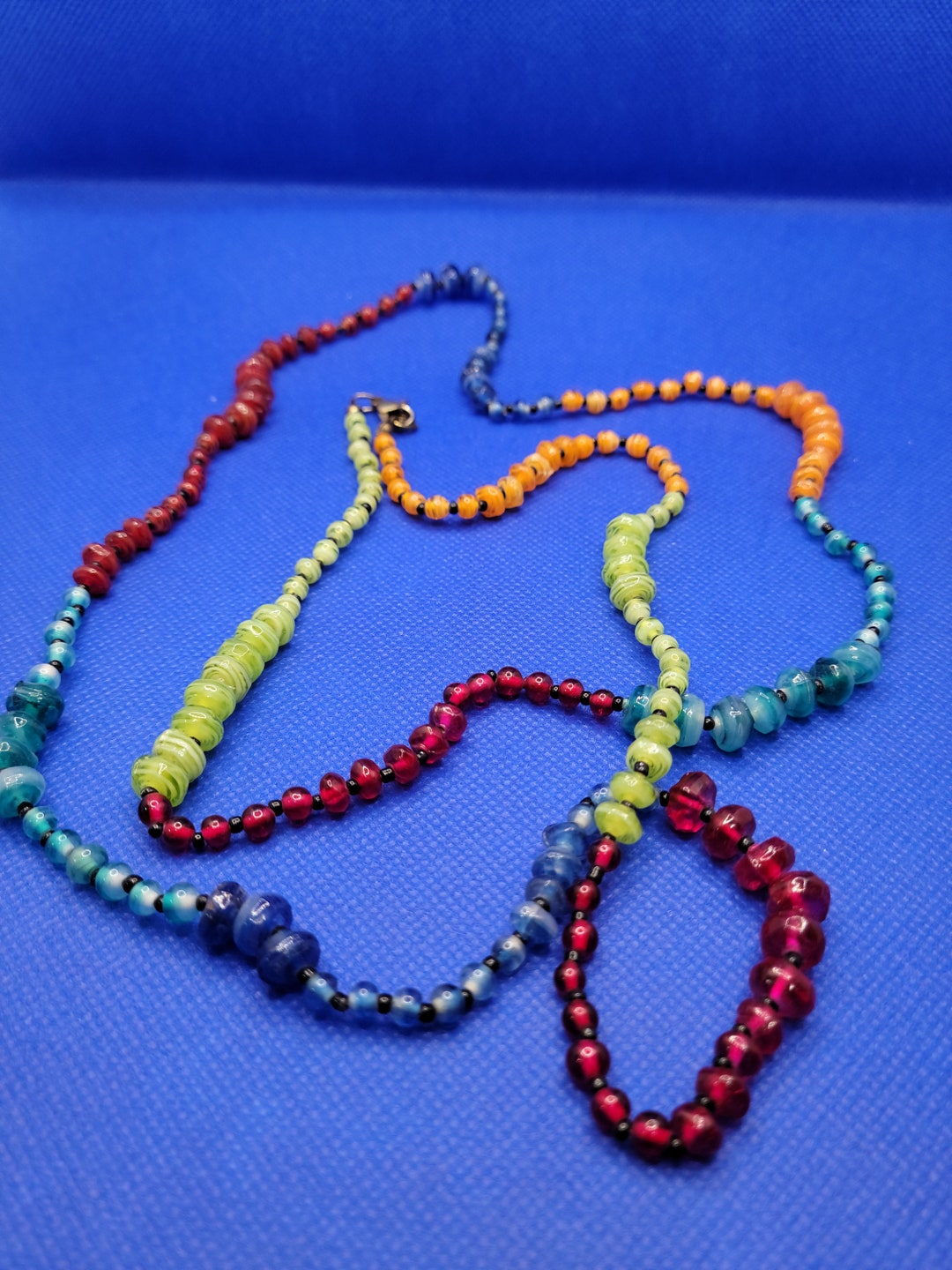 Vintage Single Strand Multi-colored Bead Necklace 22 Inches - Etsy