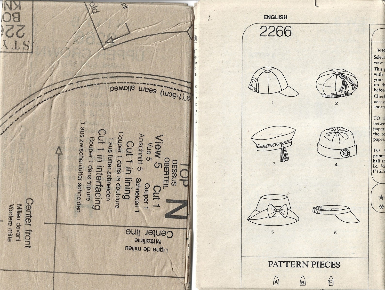 Vintage STYLE Kids Sewing Pattern Hats Visors Sizes Sm-lg - Etsy