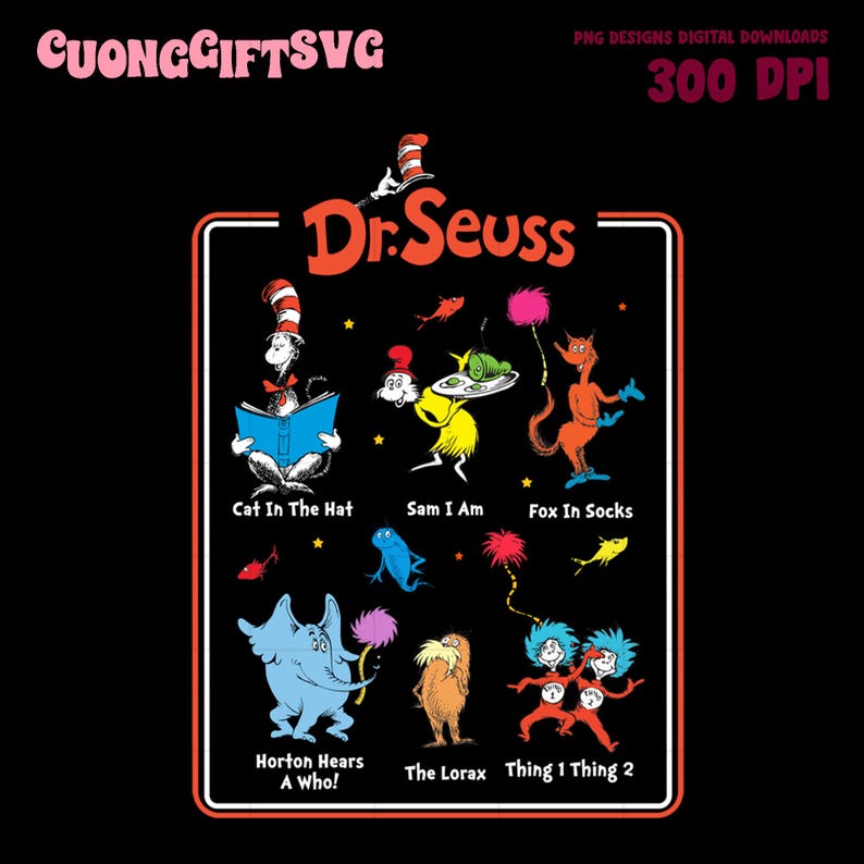 Personajes del Dr. Seuss png, Personaje de dibujos animados png, Día ...