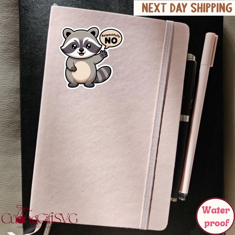 Raccoon Respectfully No Sticker | Sarcasm Funny Raccoon Sticker ...