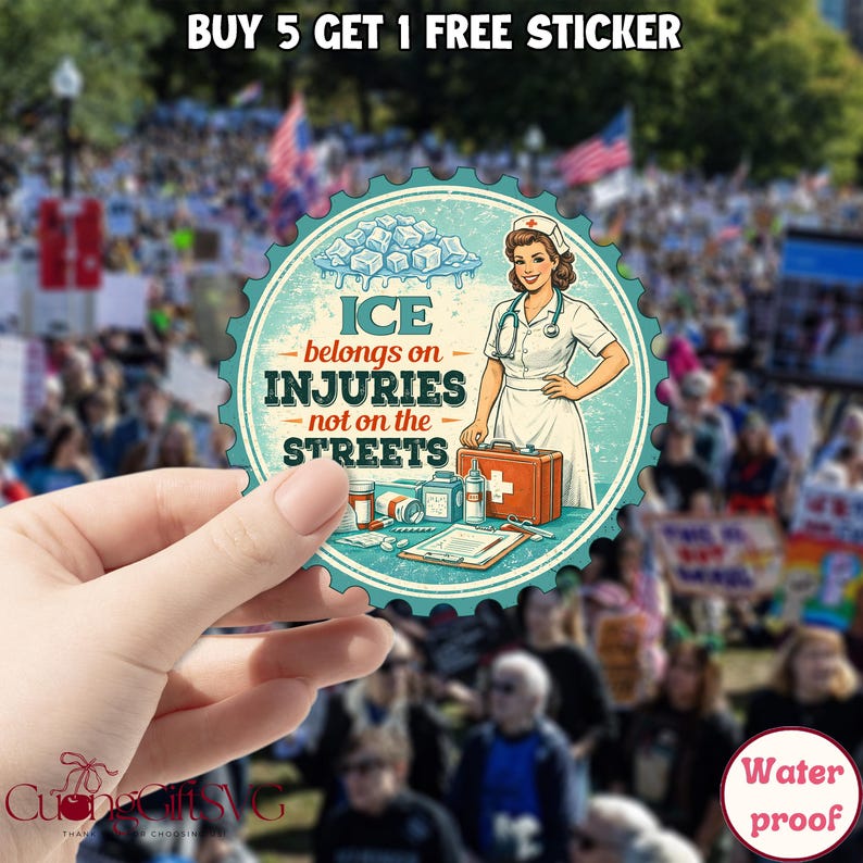 Anti ICE Nurse Ice Belongs on Injuries Sticker/car Magnet, No Human is ...