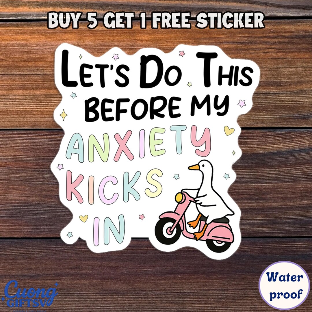 Funny Goose Anxiety Kicks in Sticker, Cute Duck on Scooter Pastel Vinyl ...