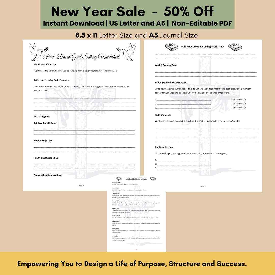 Goal Setting Worksheet Christian Smart Printable Faith Based Tracker ...
