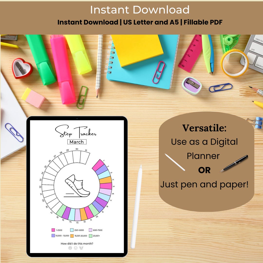 Step Tracker Digital Goodnote and Notability Journal Printable Exercise ...