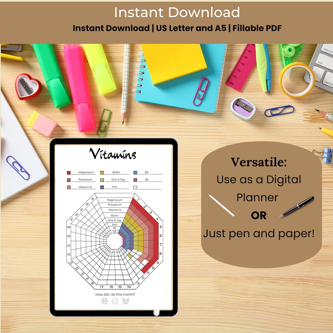 Vitamin Bullet Tracker Log Journal Medication Tracker Daily Health ...