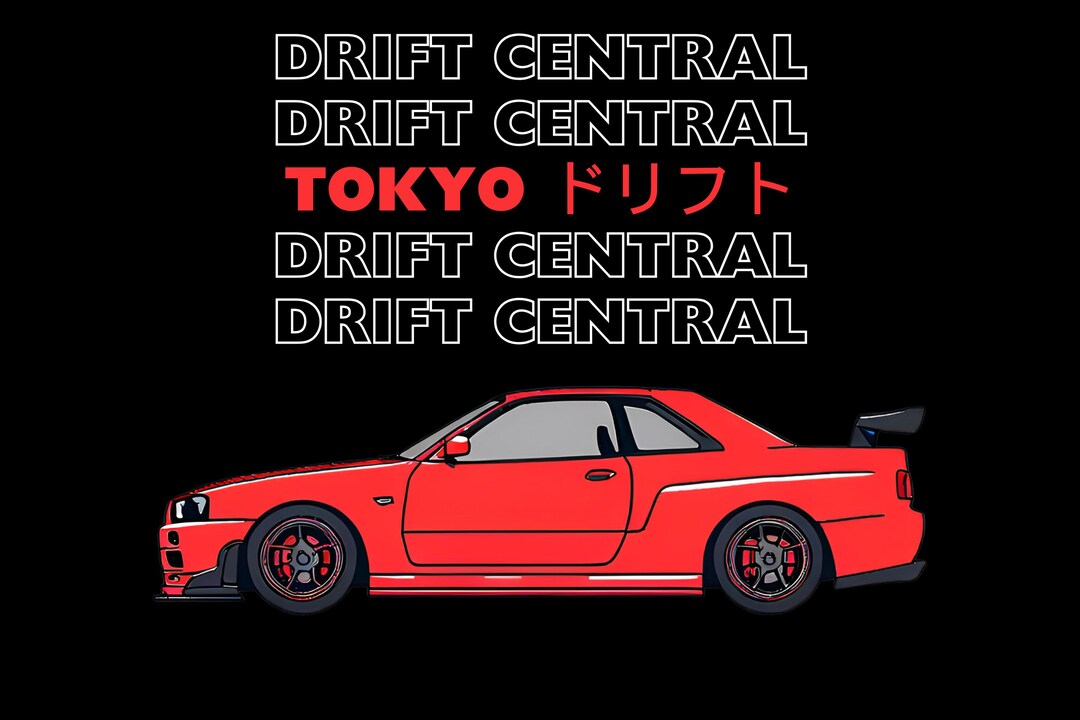 TOKYO Drift - Stylized Red Sports Car Illustration, Digital Art for ...