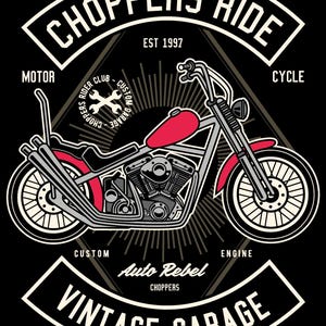 Vintage Chopper Motorcycle Art - Choppers Ride Custom Engine Design ...