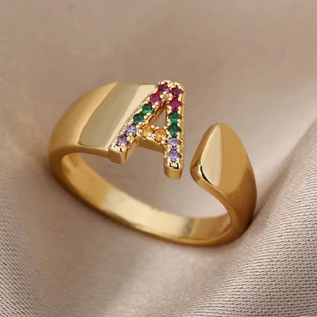 Customizable Initial Rings for Women • Personalized Delicate Oval Ring ...