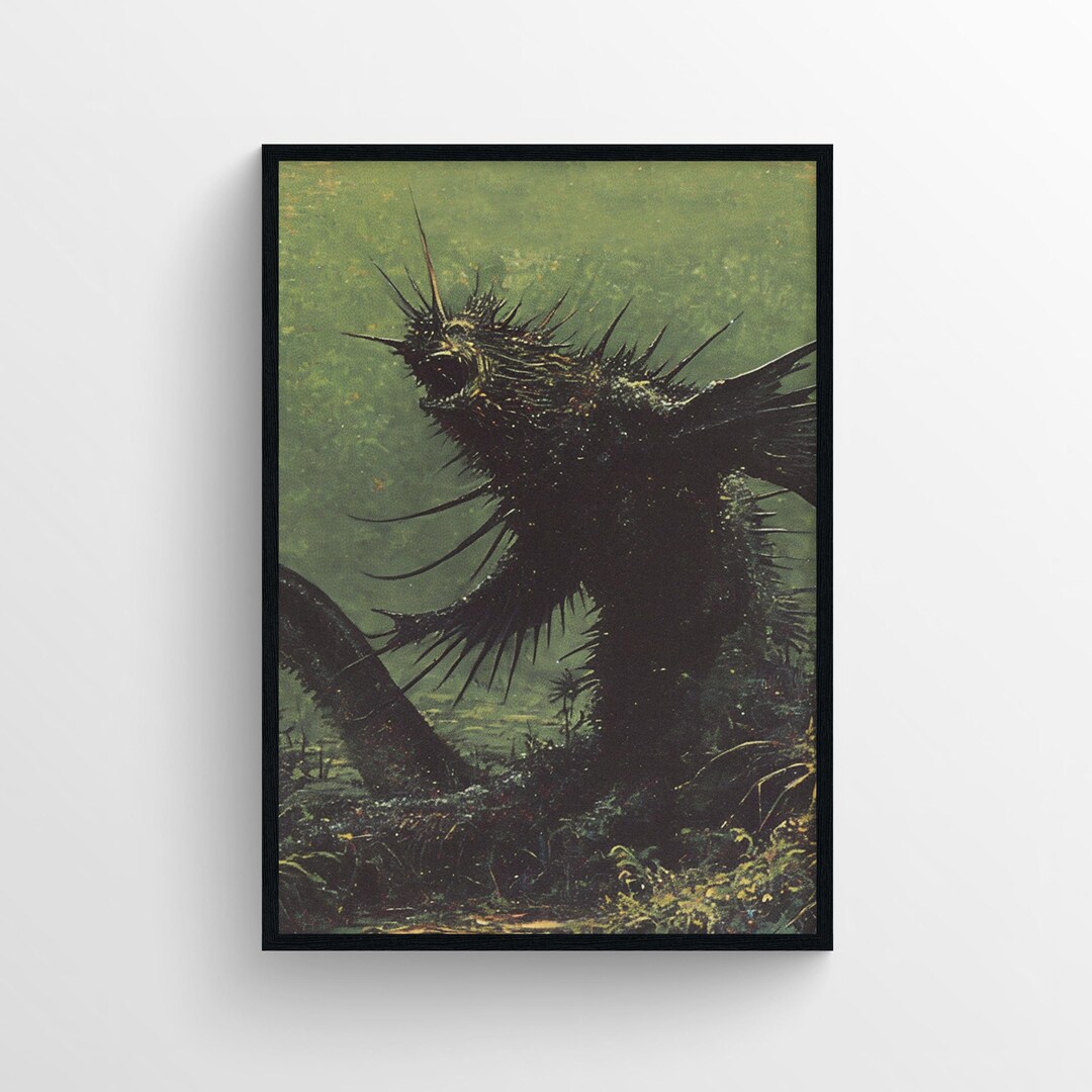 Swamp Monster Print, Framed Wall Decoration, Dark Fantasy, Wall Art ...