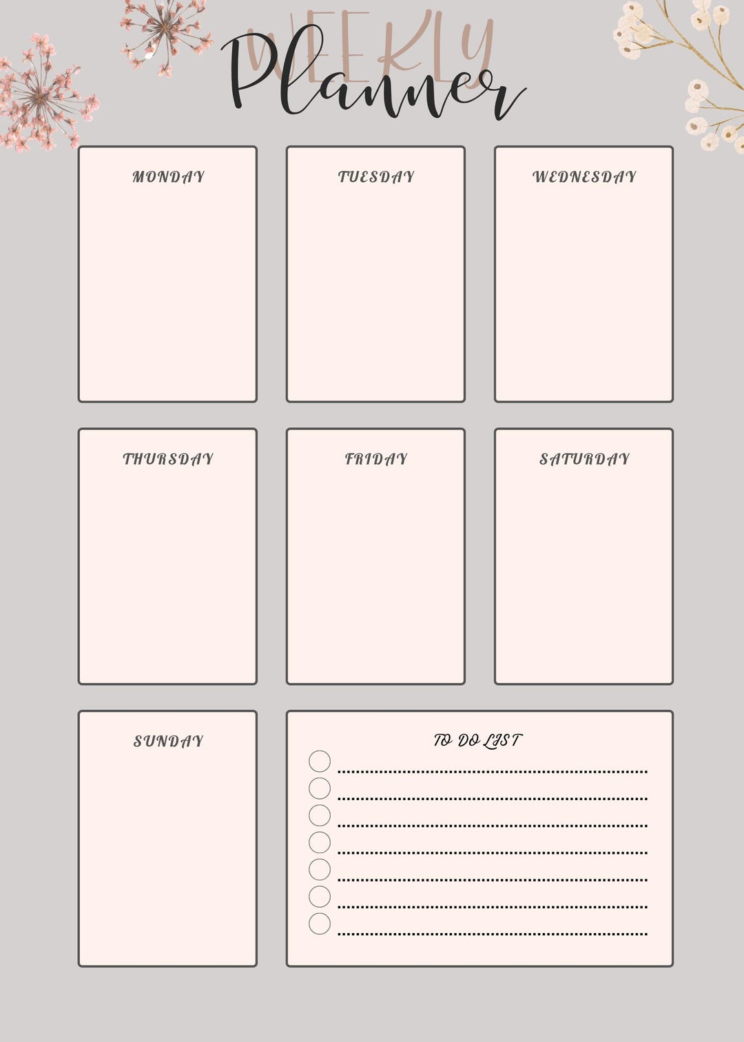 Minimalist Weekly Planner | Undated Weekly Organizer for Productivity ...