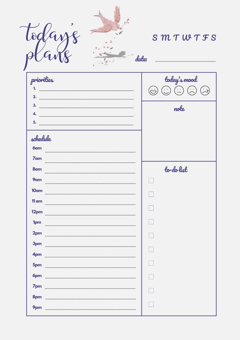 Daily Planner Printable | To-do List & Schedule Organizer ...
