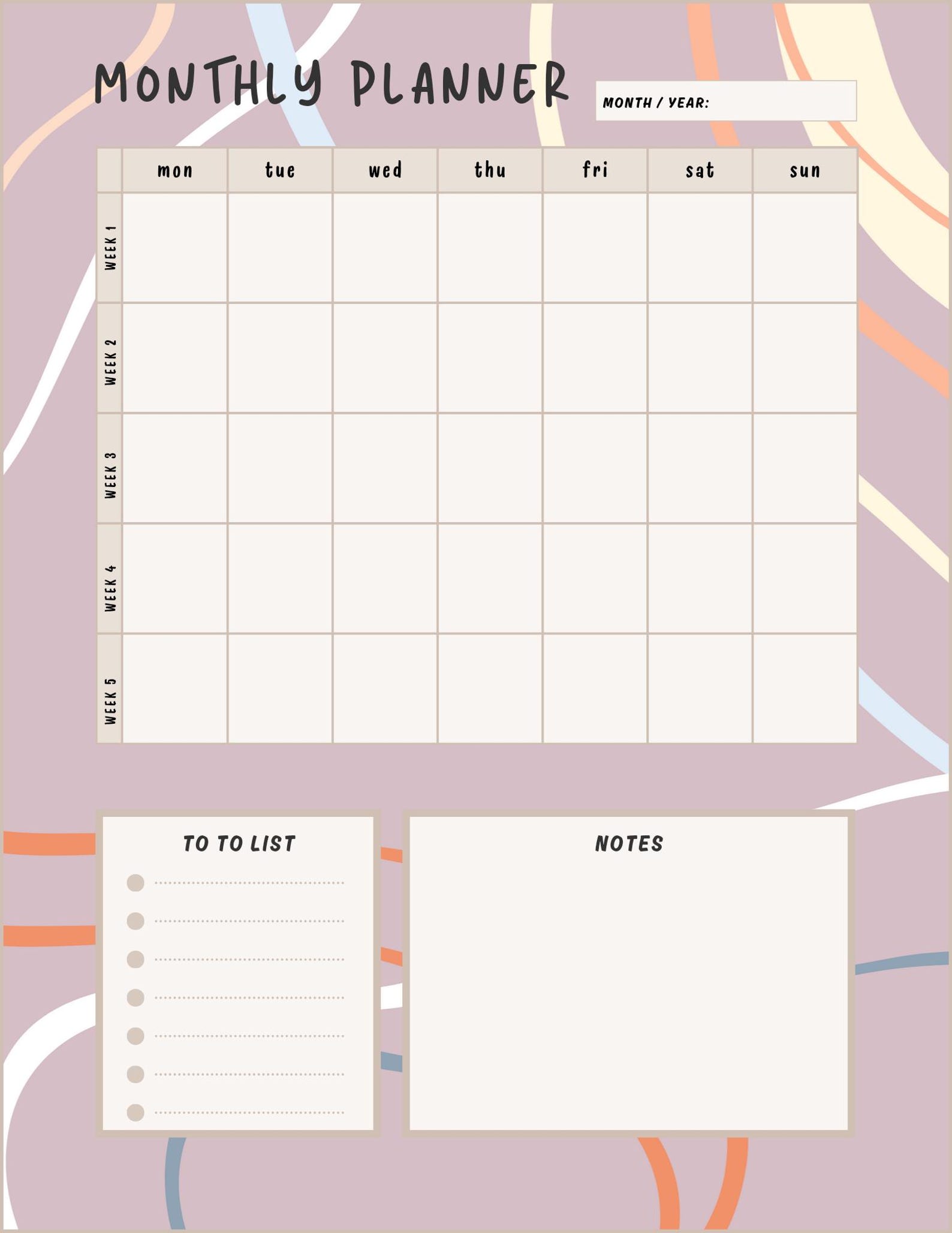 Minimalist Monthly Planner – Printable Organizer With To-do List ...