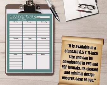 Minimalist Weekly To-do List Printable, Digital Task Tracker, Weekly ...