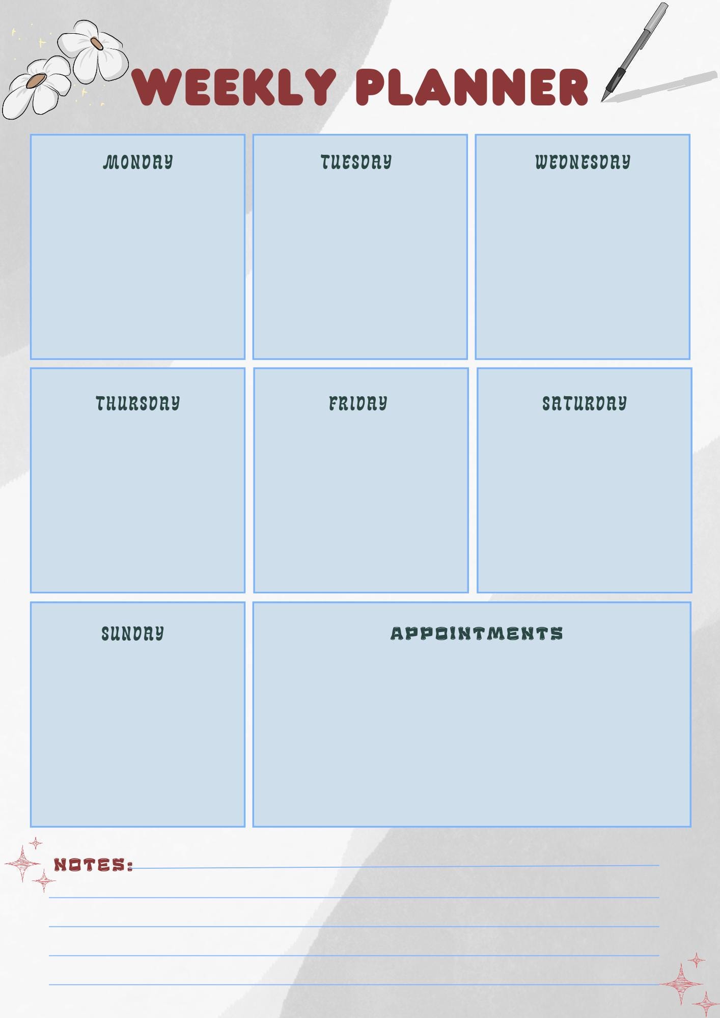 Downloadable Weekly Planner | Organize Your Week Effectively - Etsy