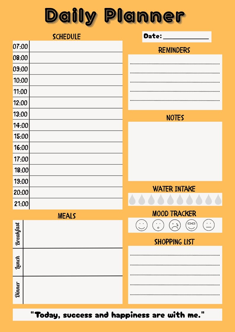 Printable Daily Planner: A4 Editable Productivity Page (PDF & PNG) - Etsy
