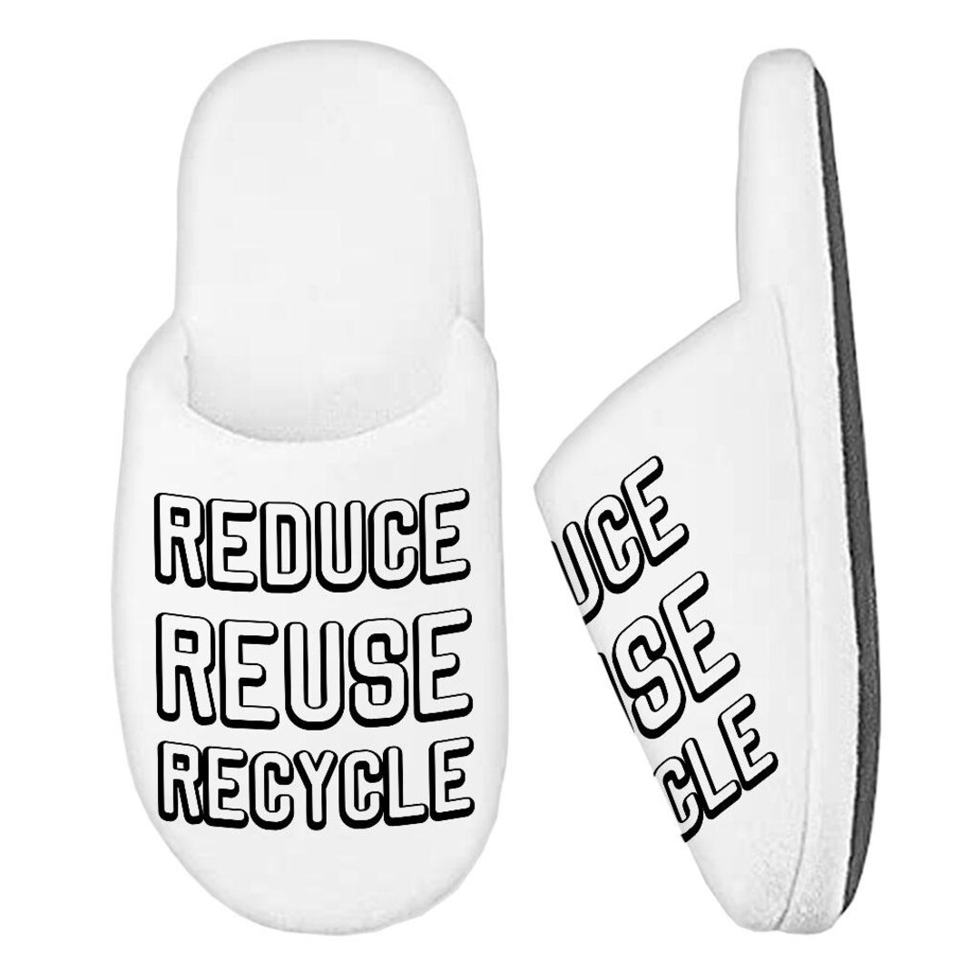 Reduce Reuse Recycle Memory Foam Slippers Cute Best Design Slippers - Etsy