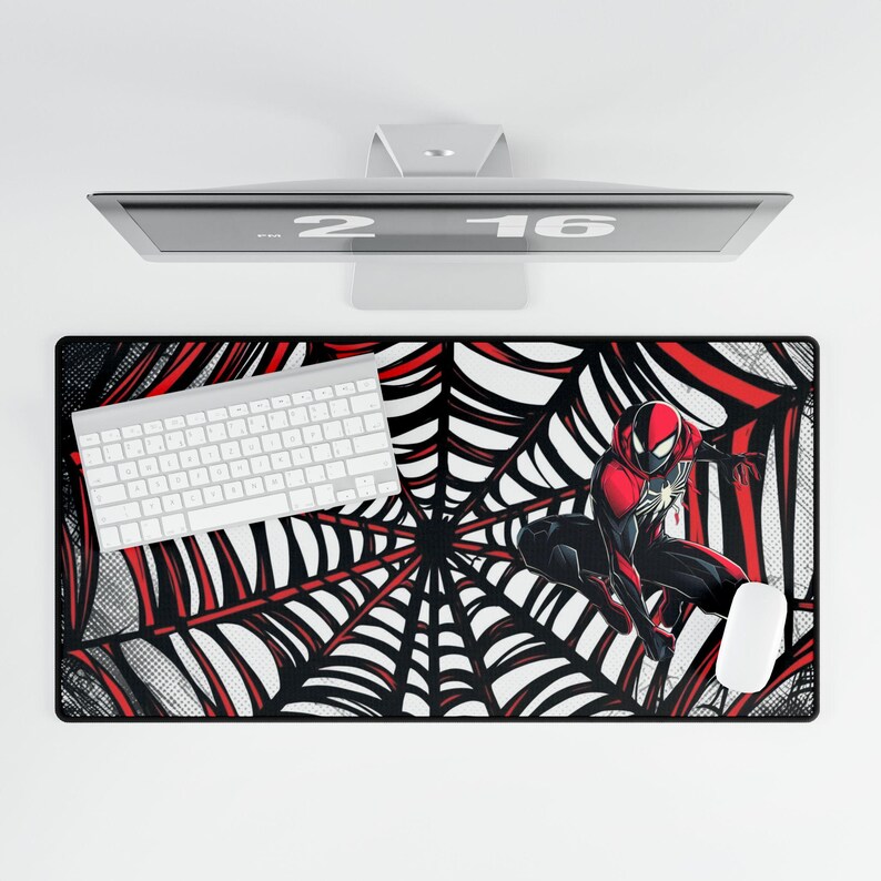 Spider Man Gaming Desk Mat, Marvel Rivals Black and Red Mousepad ...