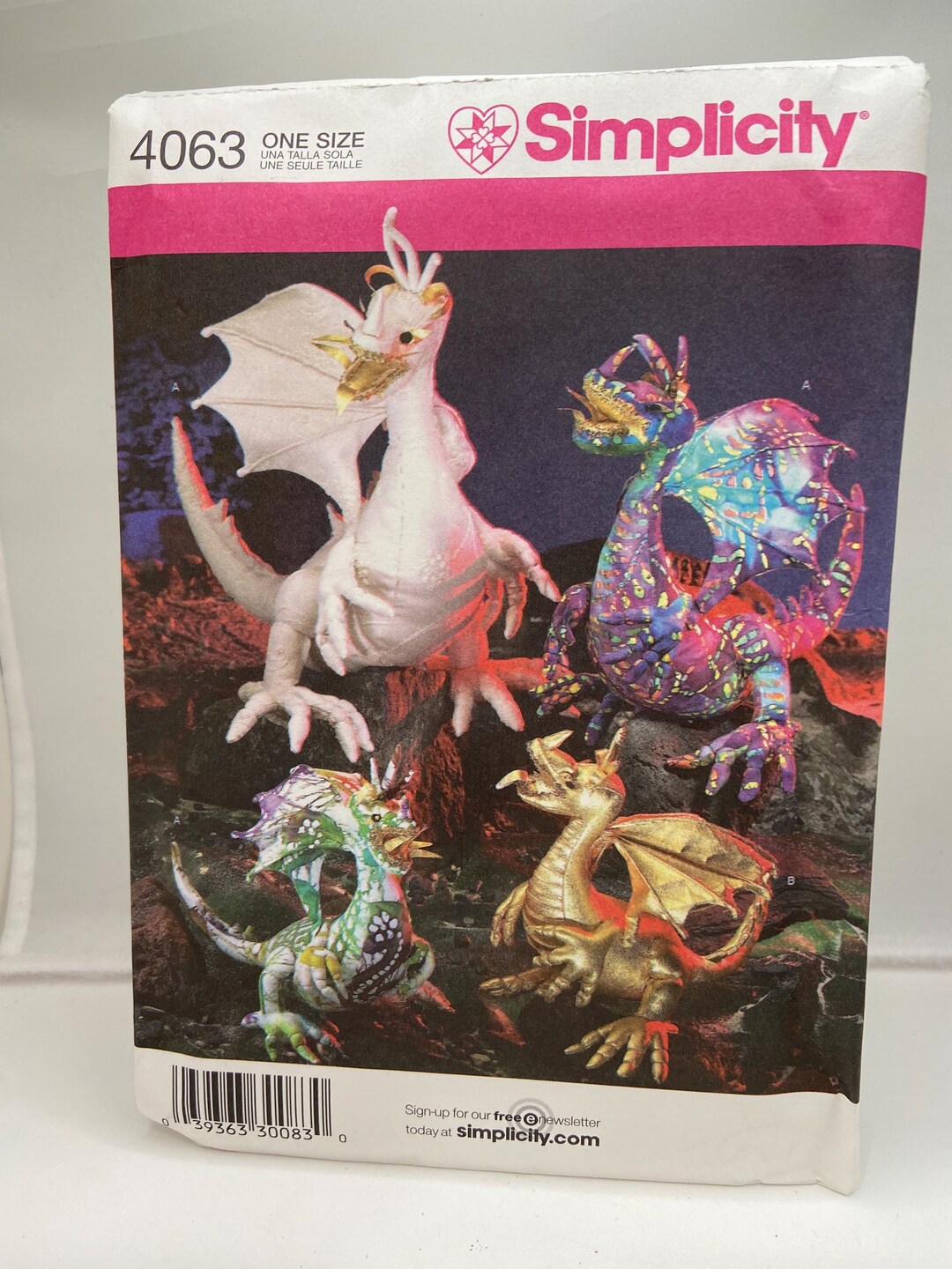 RARE Simplicity 4063 Stuffed DRAGON Sewing Pattern Mythical Creature ...