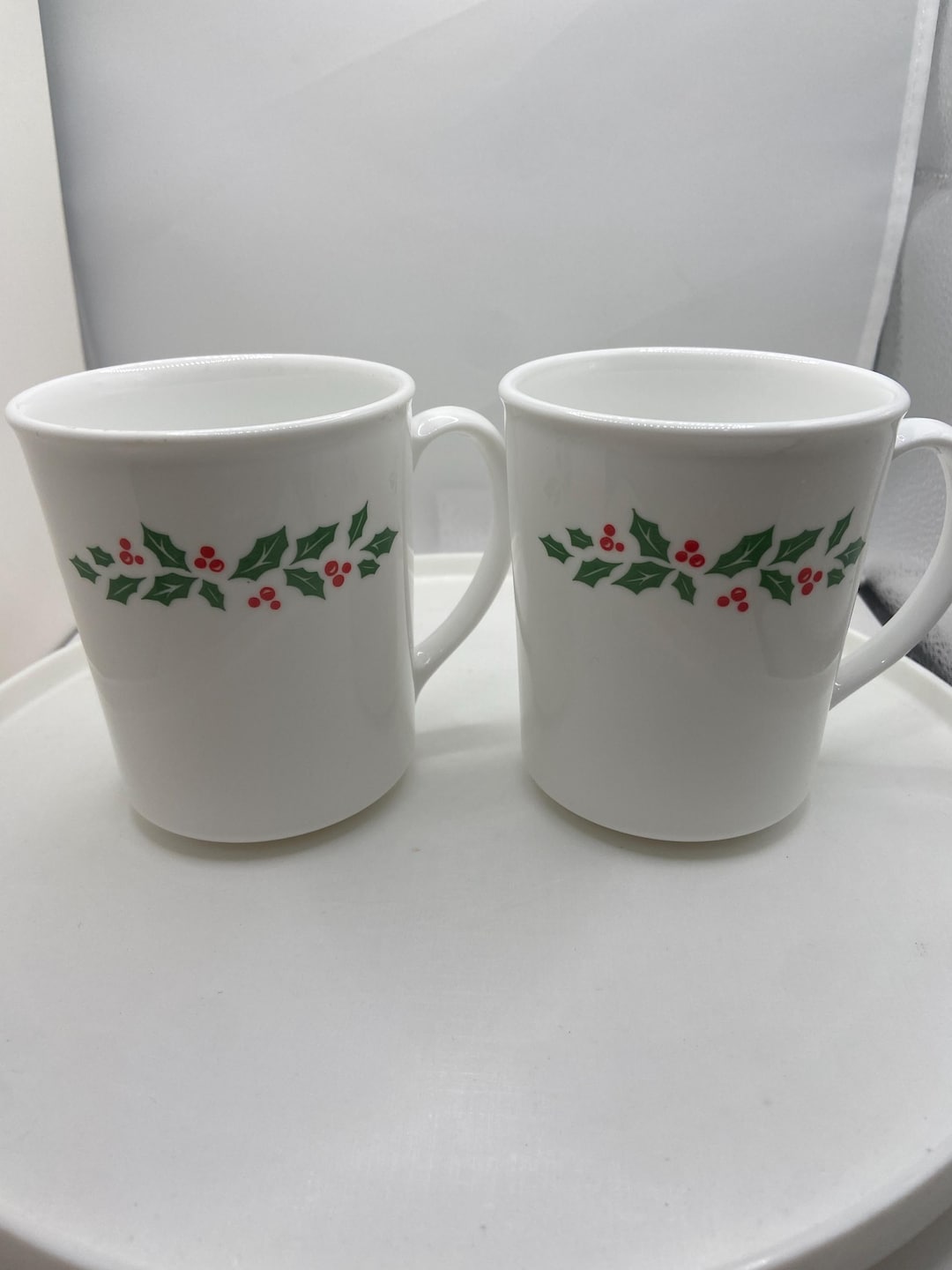 Vintage Corelle Winter Holly Coffee Mugs Set of 2, Christmas Pattern ...