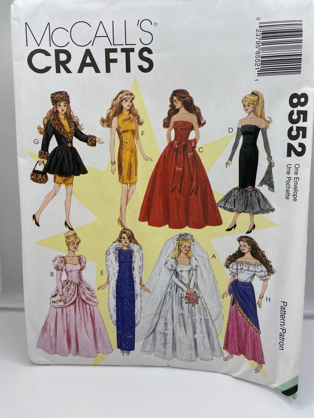 Vintage Mccall's 8552 Doll Clothes Pattern for Wedding Gowns, Ballgowns ...
