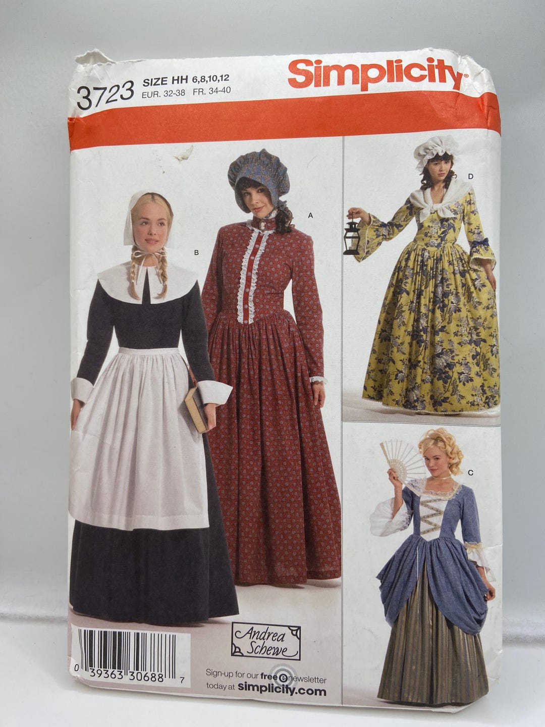 Vintage Simplicity 3723 Misses' Pilgrim Prairie Colonial Dress & Bonnet ...