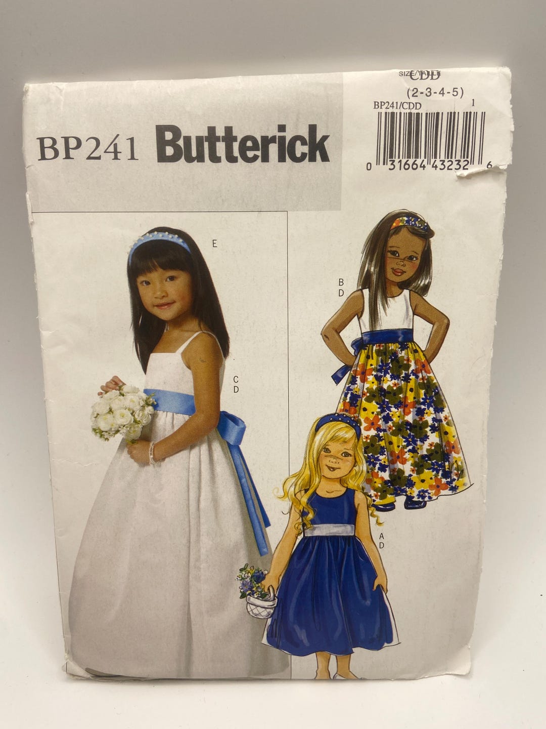 Vintage Butterick BP241/B5458 Girls' Flower Girl Dress Wedding Sewing ...
