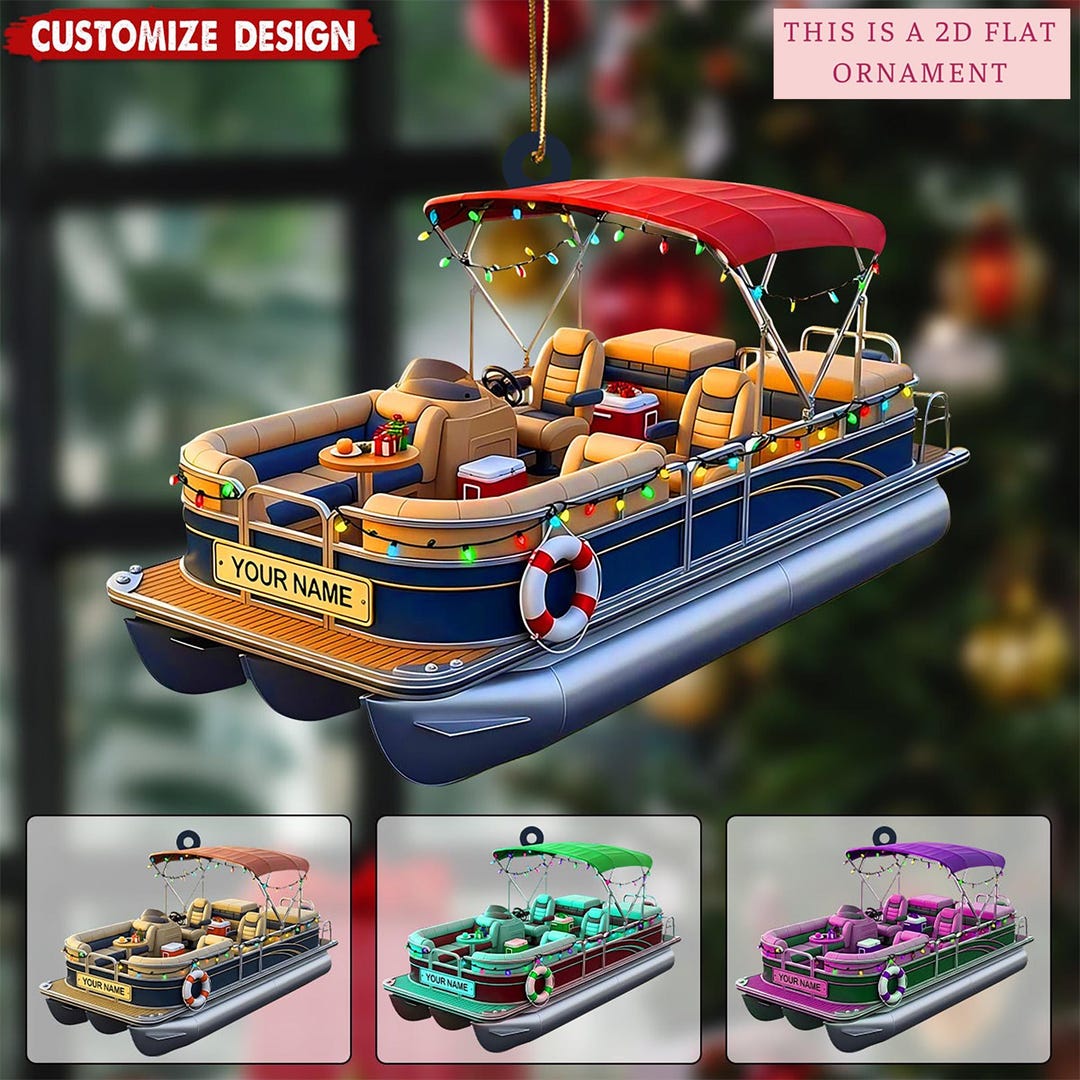 Personalized Pontoon Boat Christmas Ornament, Custom Pontoon Ornament ...