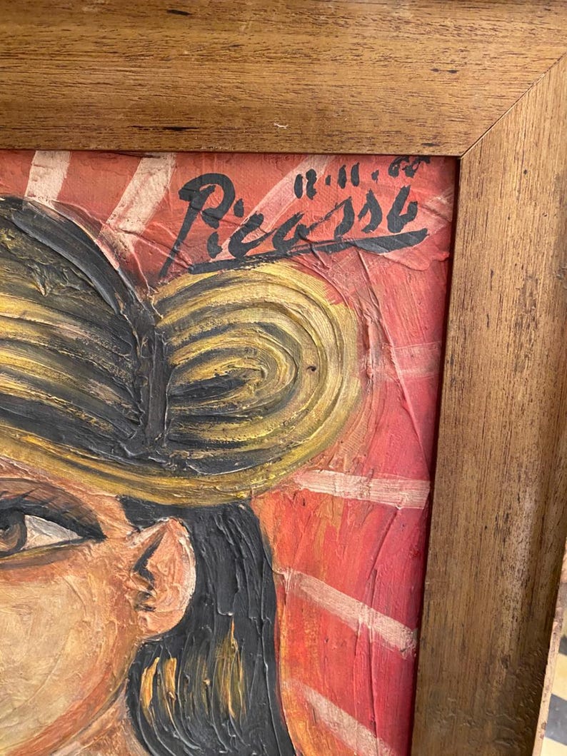 Rare Abstract Painting Pablo Picasso Hand Signed, Italian Certificate ...
