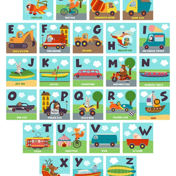 Truck Alphabet Poster - Etsy