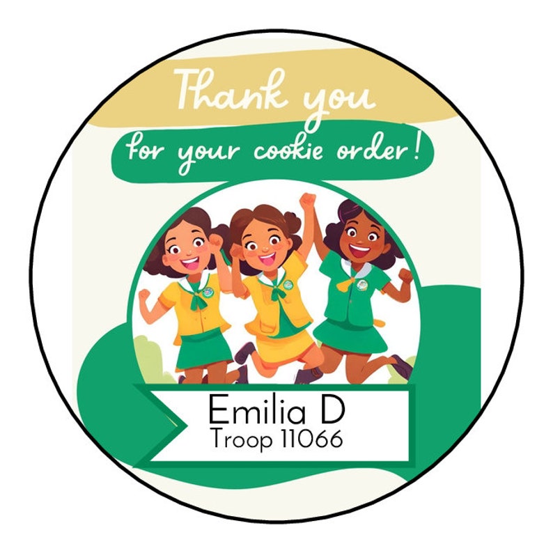 Happy Girl Scout Cookie Sale Thank You Label Sticker, 2 Inch Label 216 ...