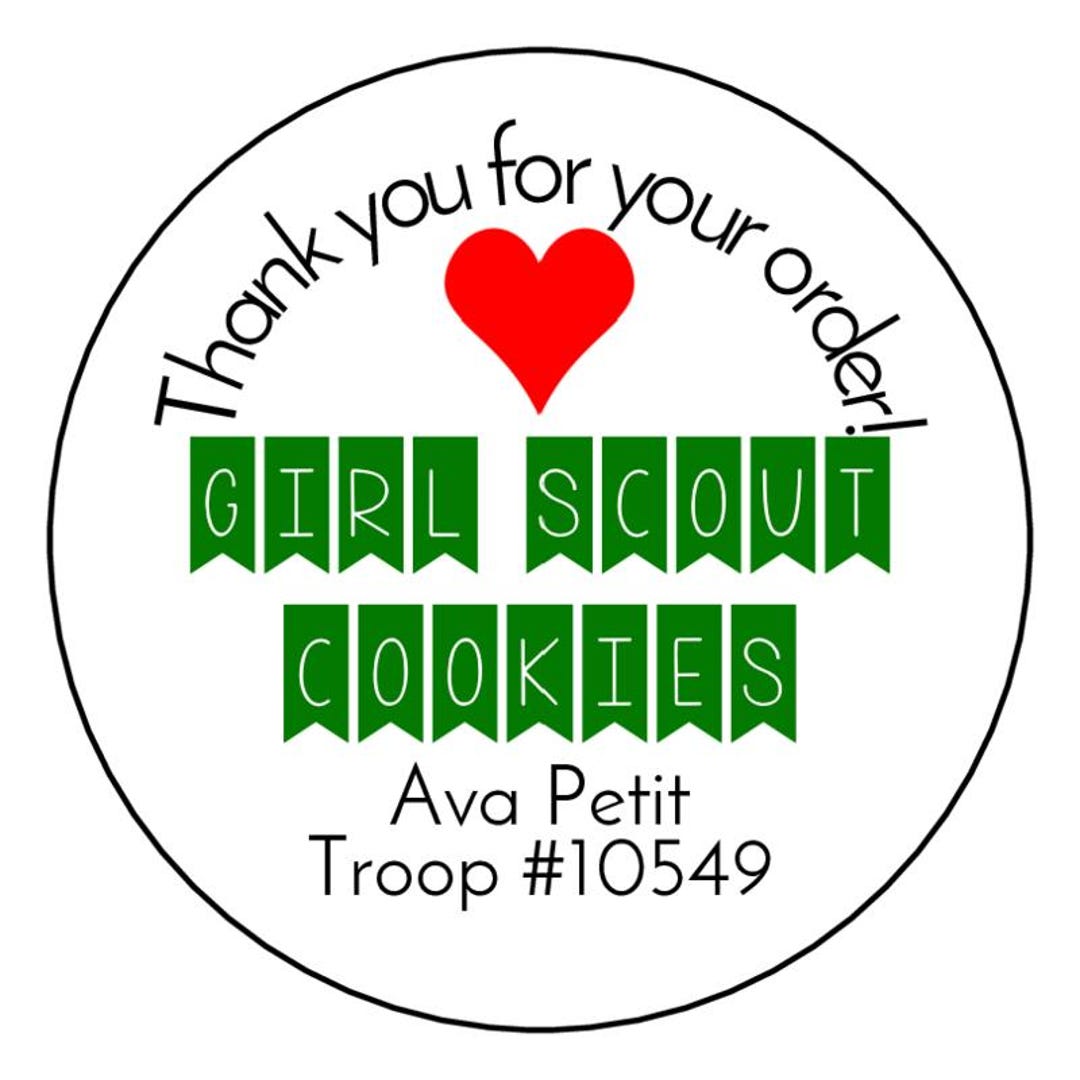 Girl Scout Love Cookie Personalized Thank You Label Sticker, Set of 288 ...