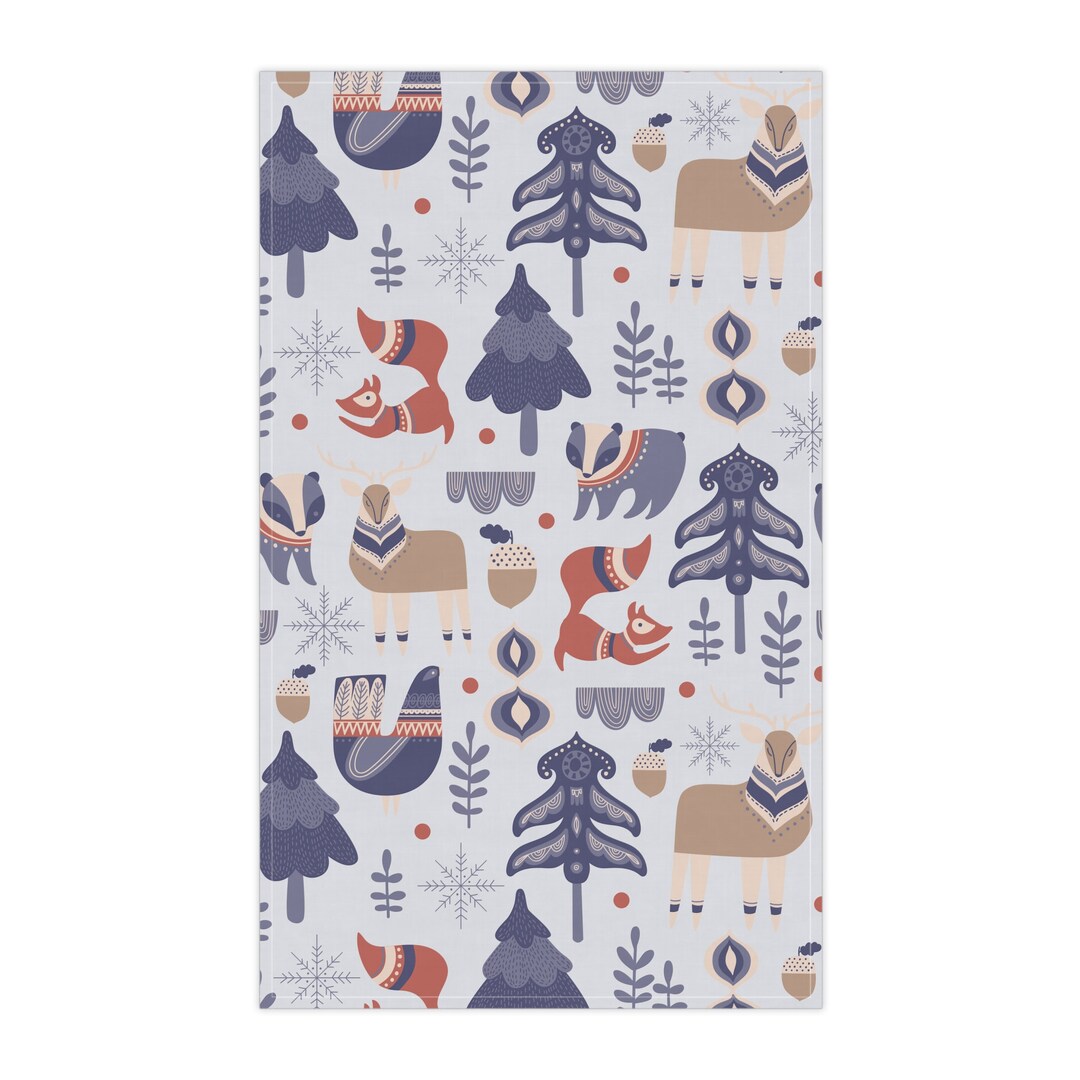 Swedish Scandi Nordic Woodland Animals Kitchen Towel - Etsy