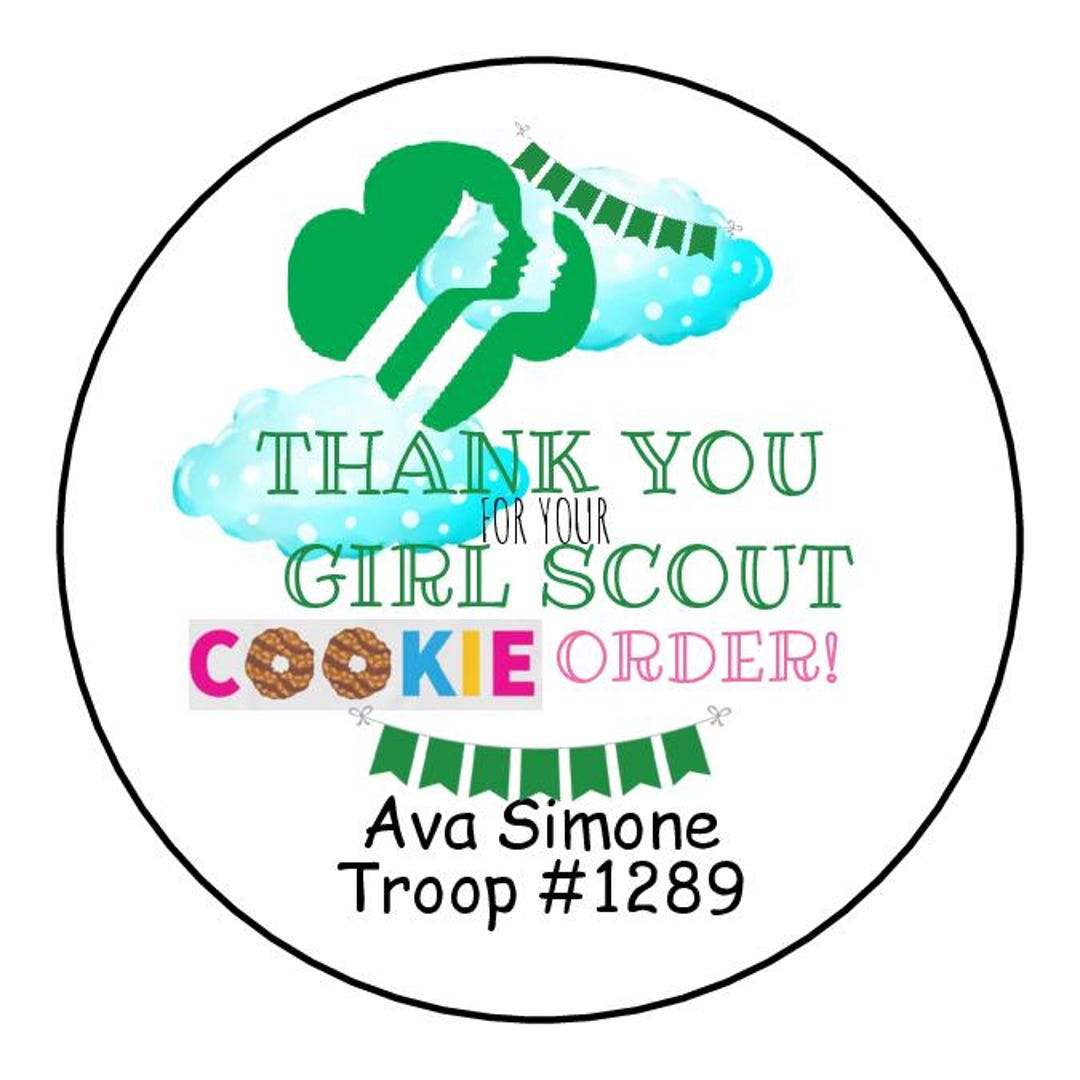 Girl Scout Cookie Sale Personalized Thank You Label Sticker, Set of 288 ...