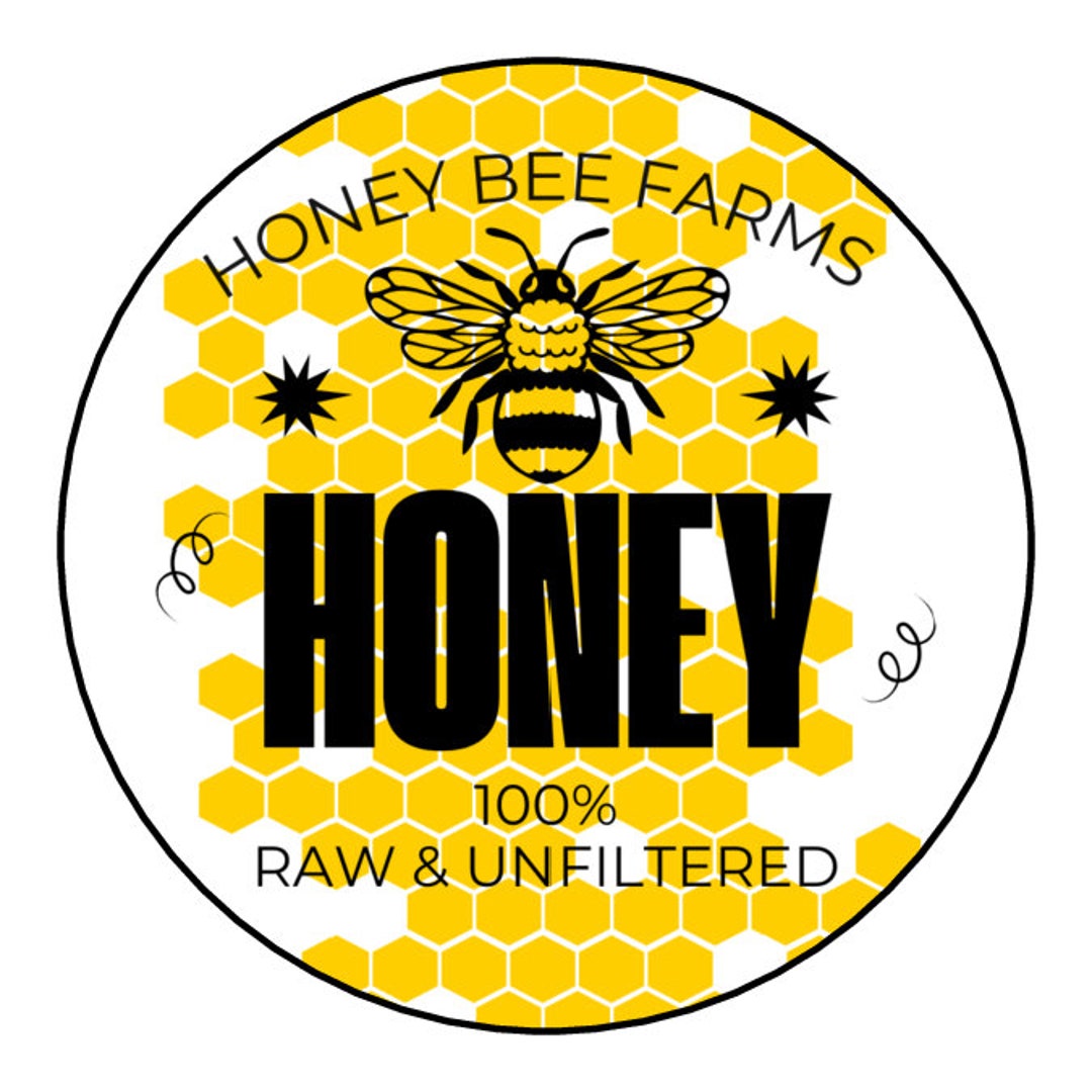 Honey Labels, 36 Round Stickers Custom Honey Jars or Baked Goods ...