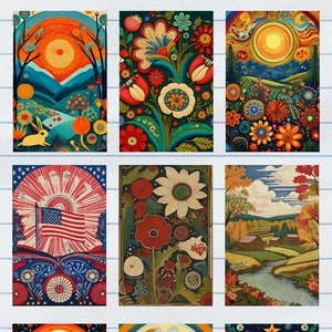 2025 Folk Art Primitive Desk Calendar Ring Bound 13 Pages - Etsy