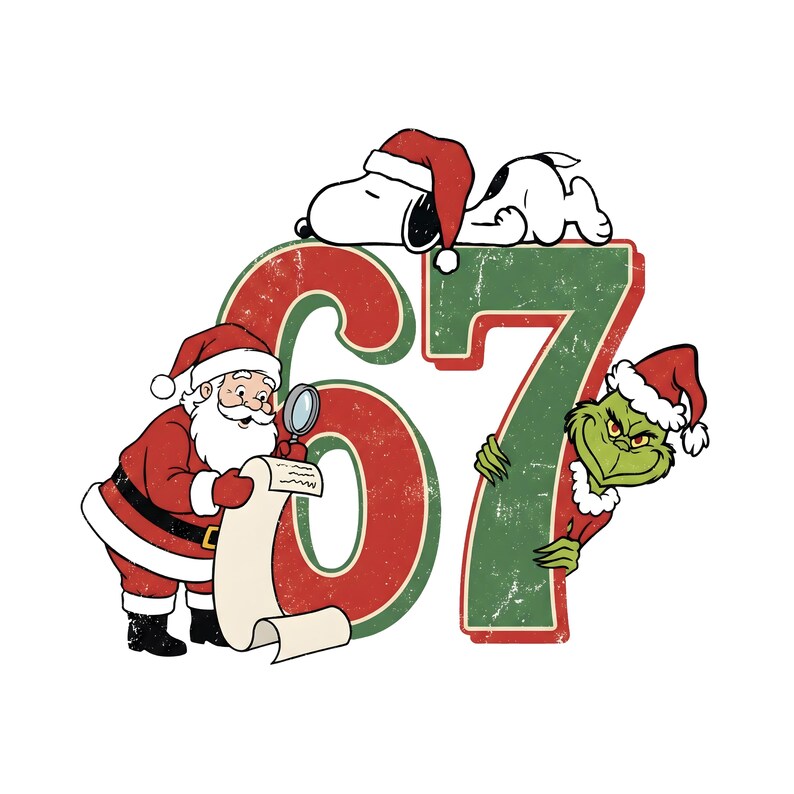 Snoopy Grinch Santa Christmas PNG Sublimation, 67 Holiday Digital Art ...