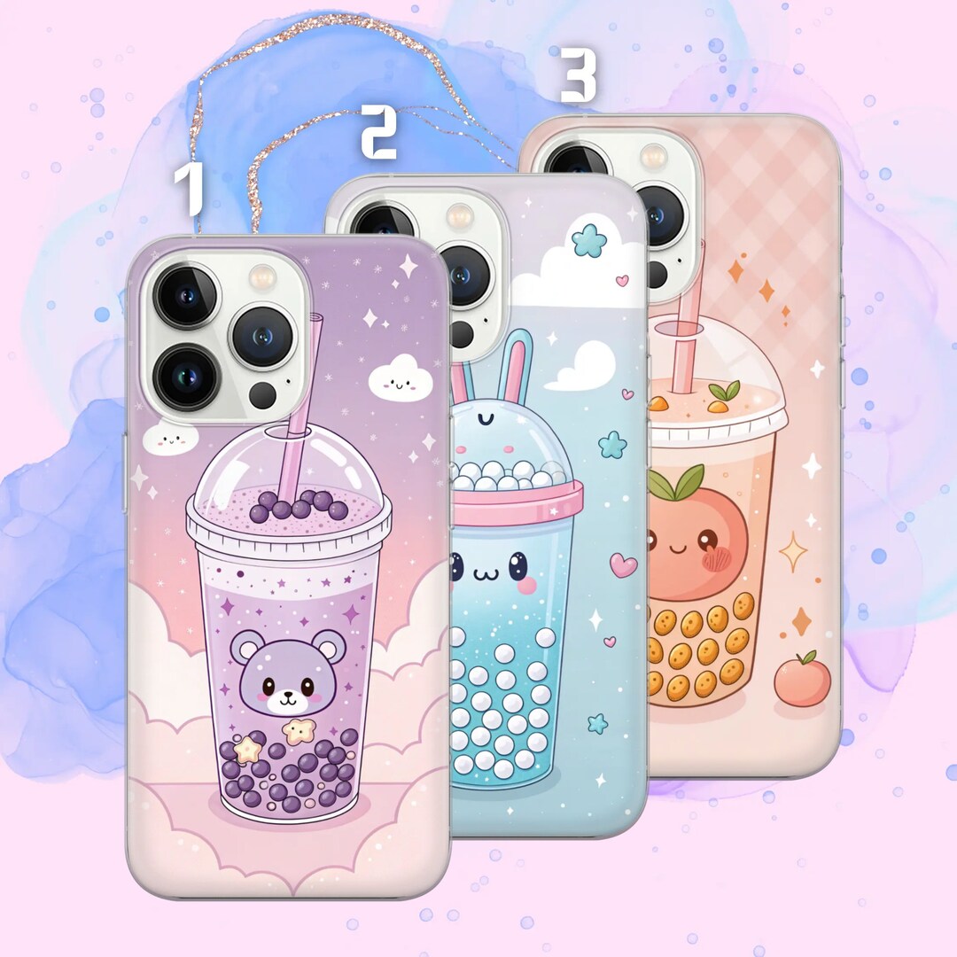 Bubble Tea Phone Case Boba Tea Phone Cover for iPhone 16 Pro, 15, 14 ...