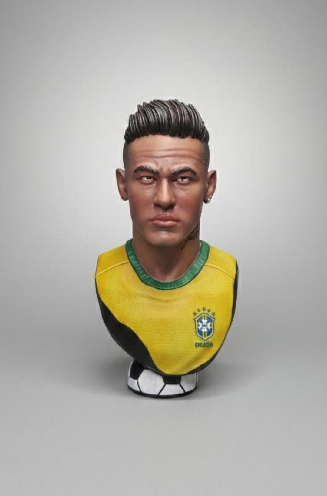 Neymar Bust Realistic Resin 3D Printed Bust – Hand Painted Collectible ...