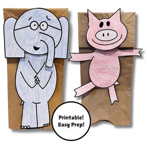 Elephant and Pigge Puppet Craft - Elephant and Piggie Book Printable ...