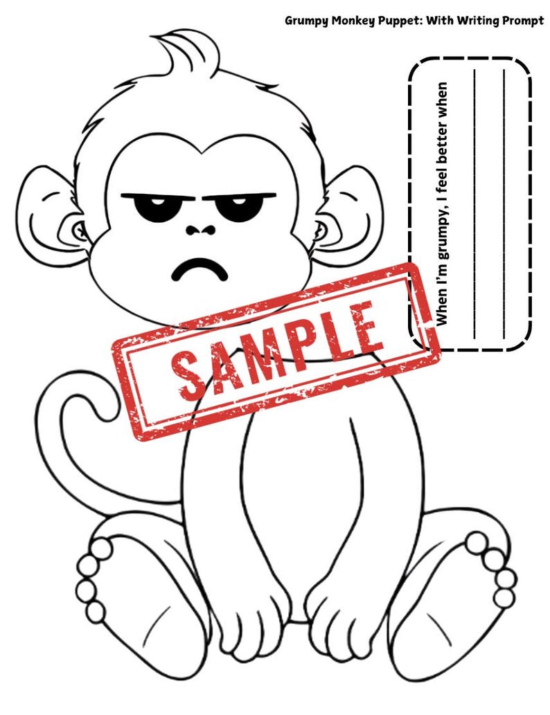 Grumpy Monkey Puppet Craft: Kids Printable (PDF) - Etsy